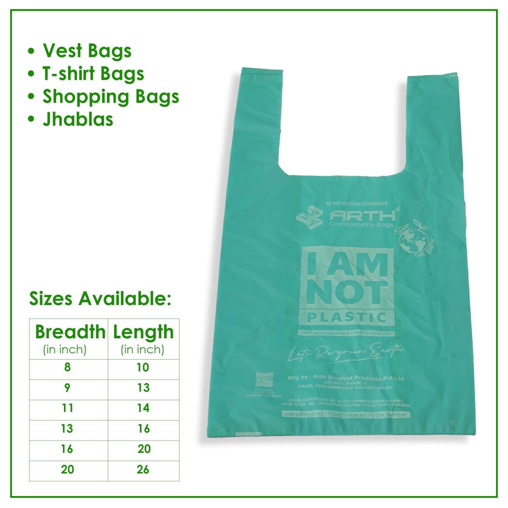 ARTH Compostable/Biodegradable Carry Bags 13X16 Inch Pack of 100 Pcs ...